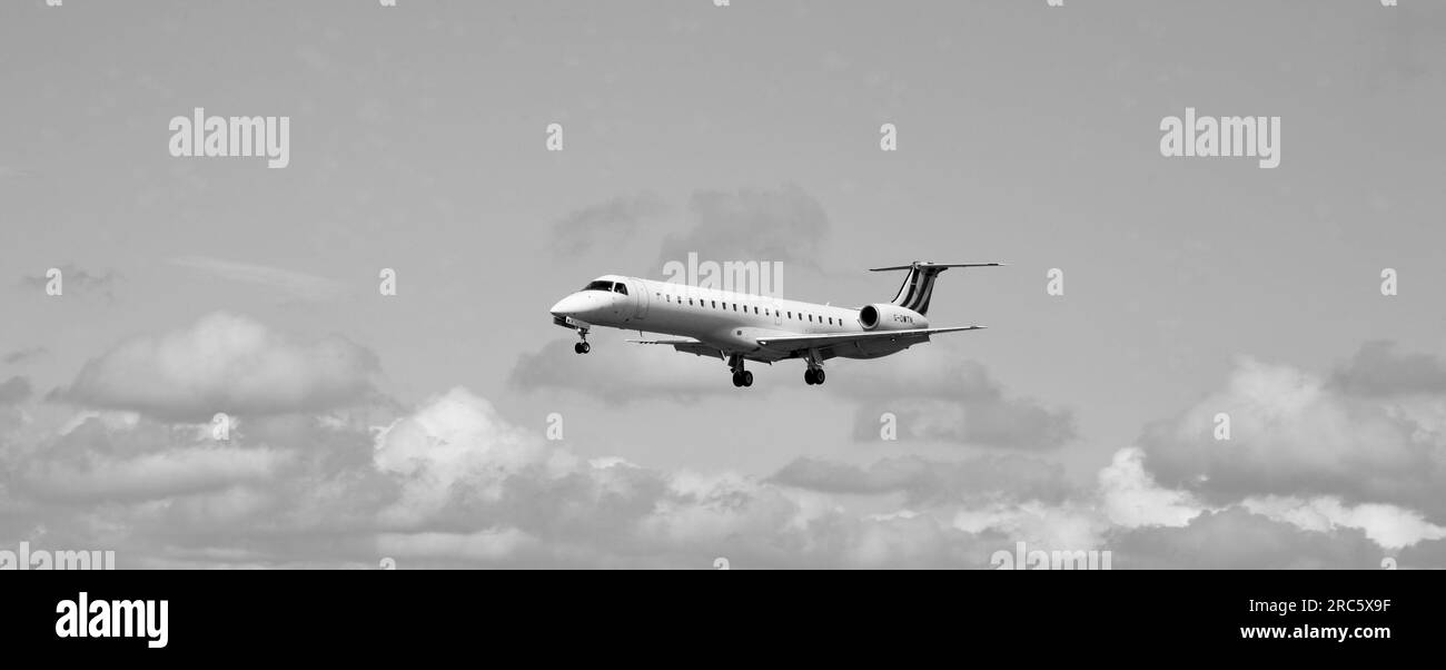 An Embraer ERJ-145EP Jet arriving at Warton Aerodrome, Warton Village ...