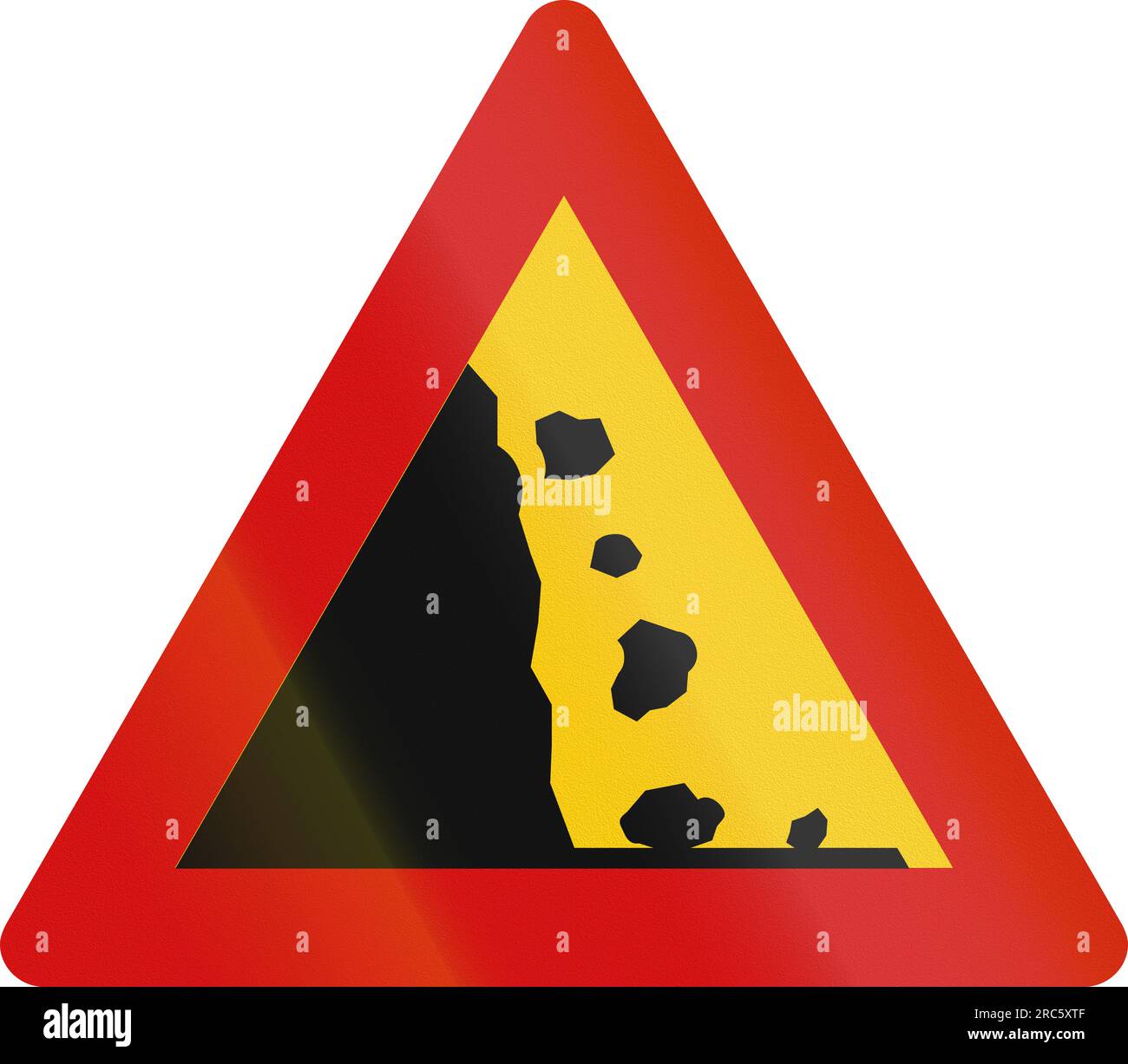 Road sign in Iceland - Falling rocks from the left Stock Photo - Alamy