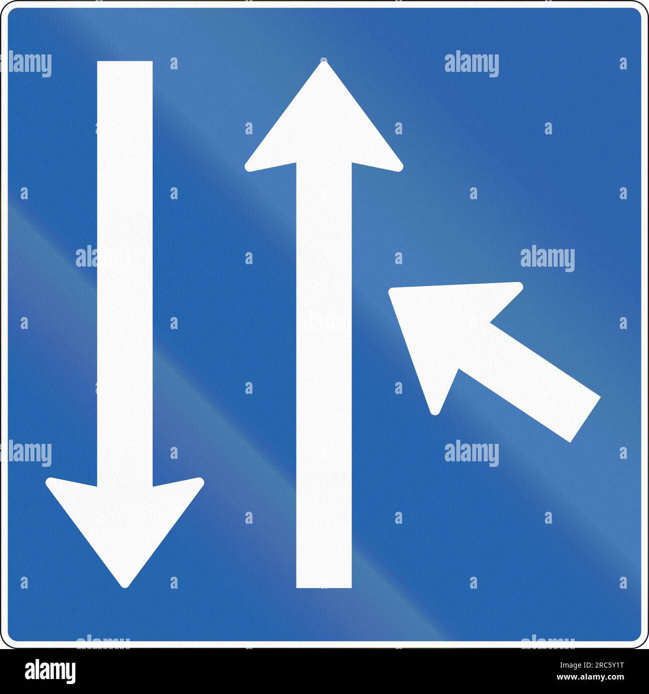 Icelandic road sign: Right lane ends - merge Stock Photo - Alamy