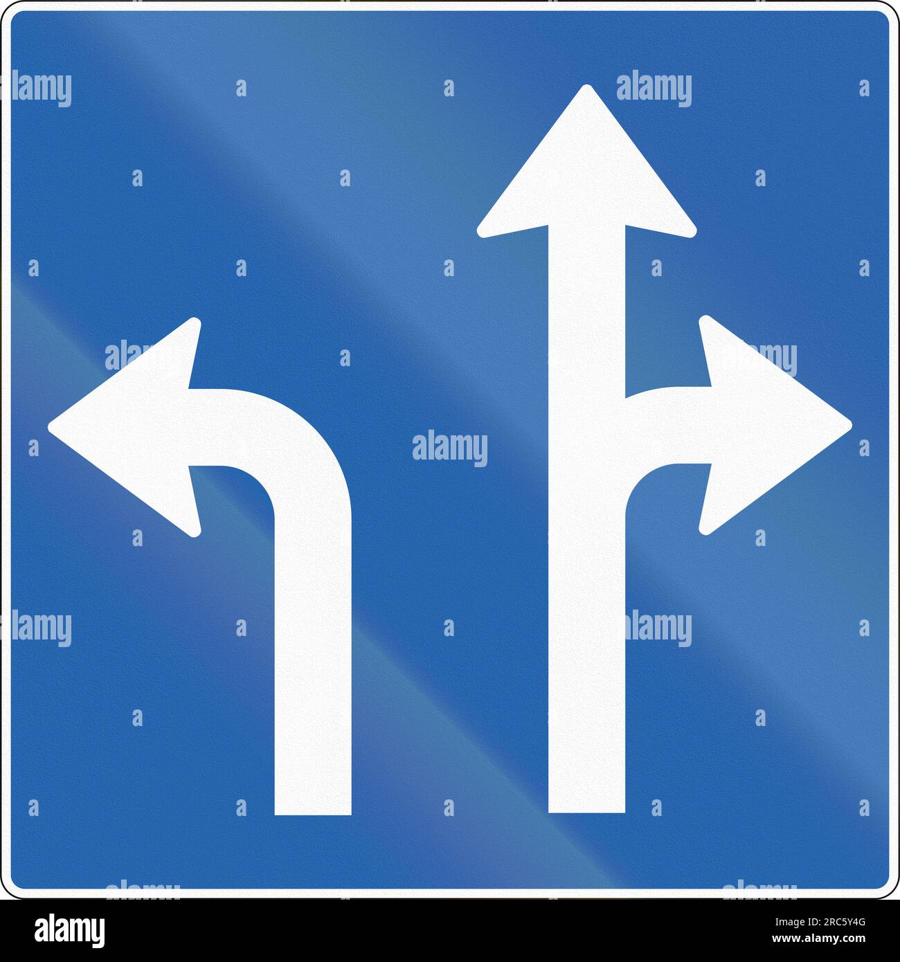 Icelandic road sign: Lane preselection sign in front of intersection ...