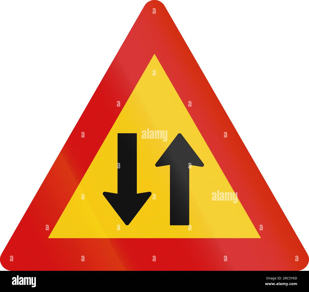 Two way traffic sign on white triangle hi-res stock photography and ...