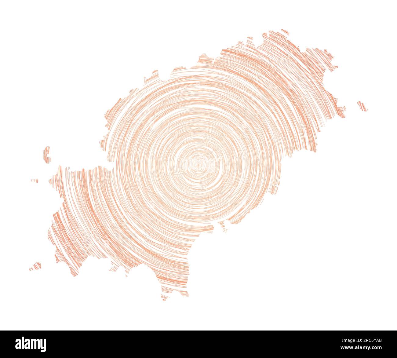 Ibiza map filled with concentric circles. Sketch style circles in the ...