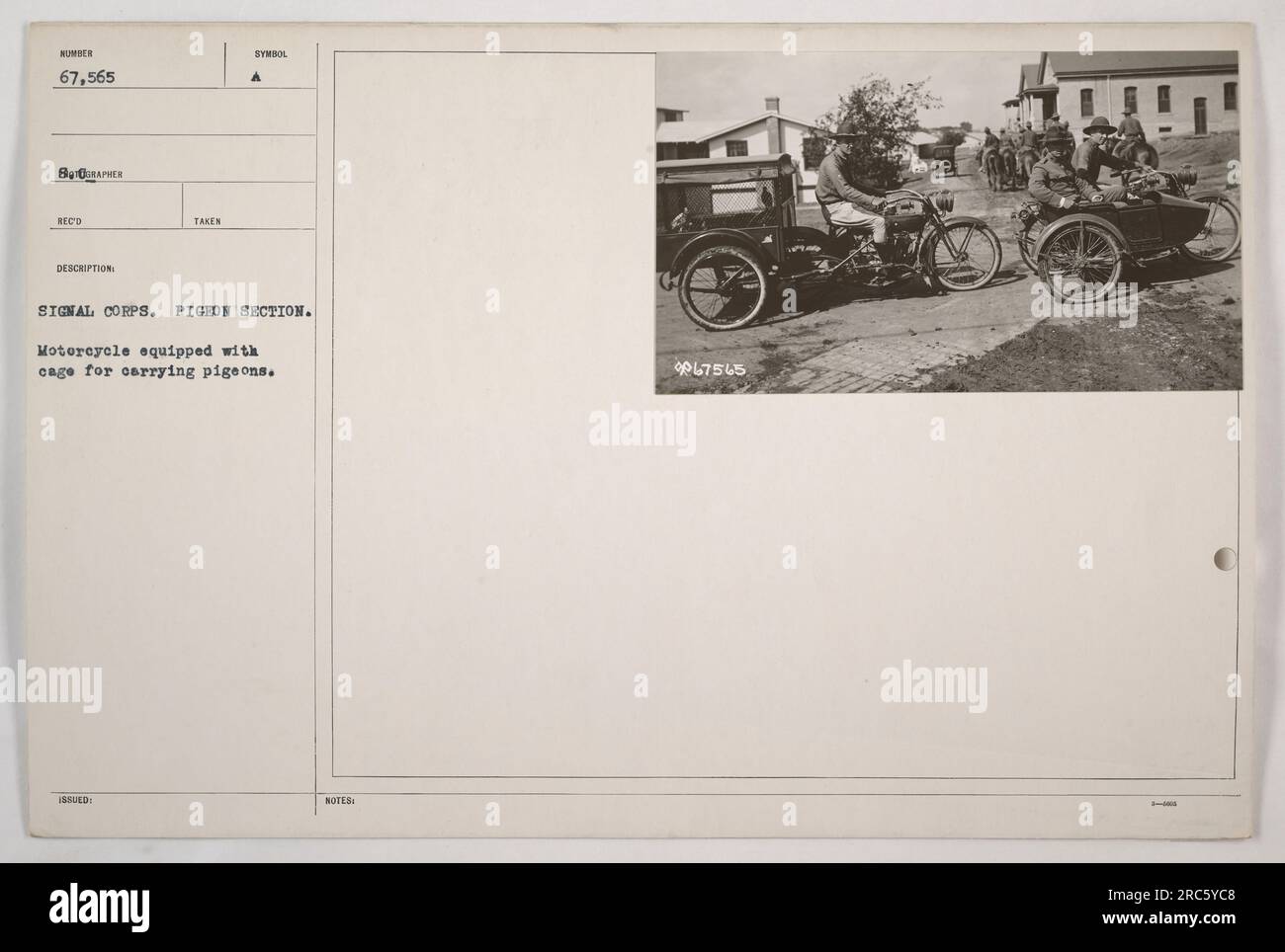 A motorcycle equipped with a cage for carrying pigeons in the Signal ...