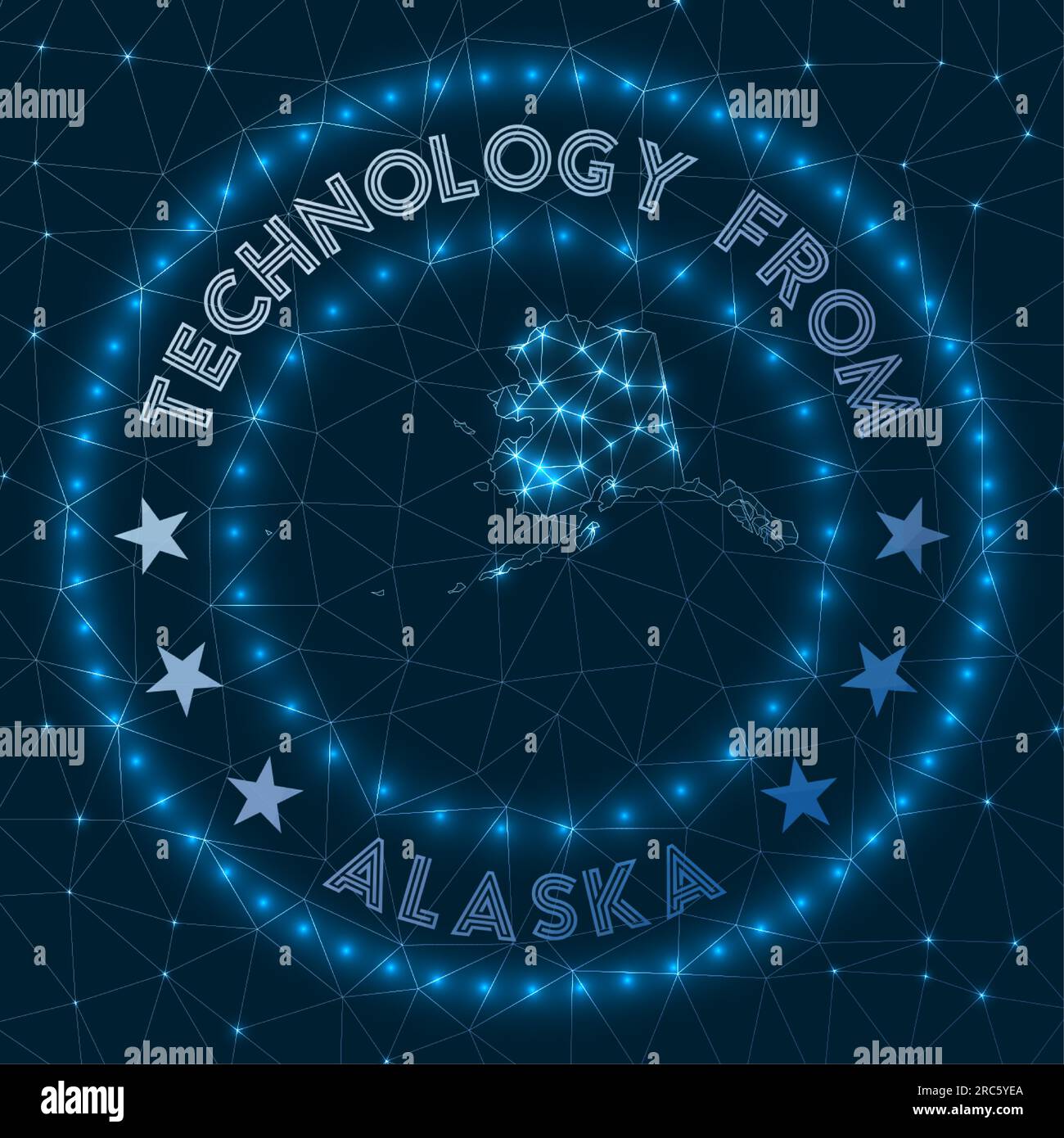 Technology From Alaska. Futuristic geometric badge of the US state ...