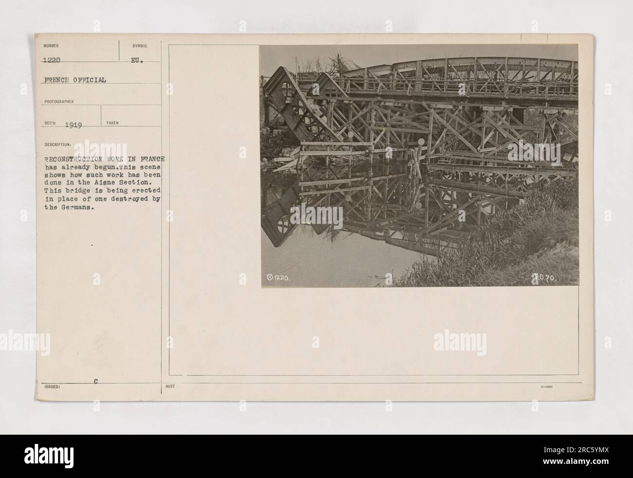 Reconstruction work being carried out in the Aisne section, which was ...