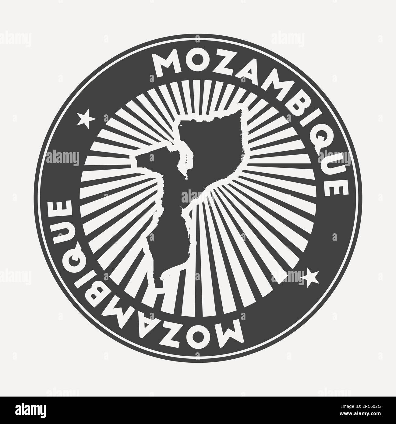 Mozambique round logo. Vintage travel badge with the circular name and ...