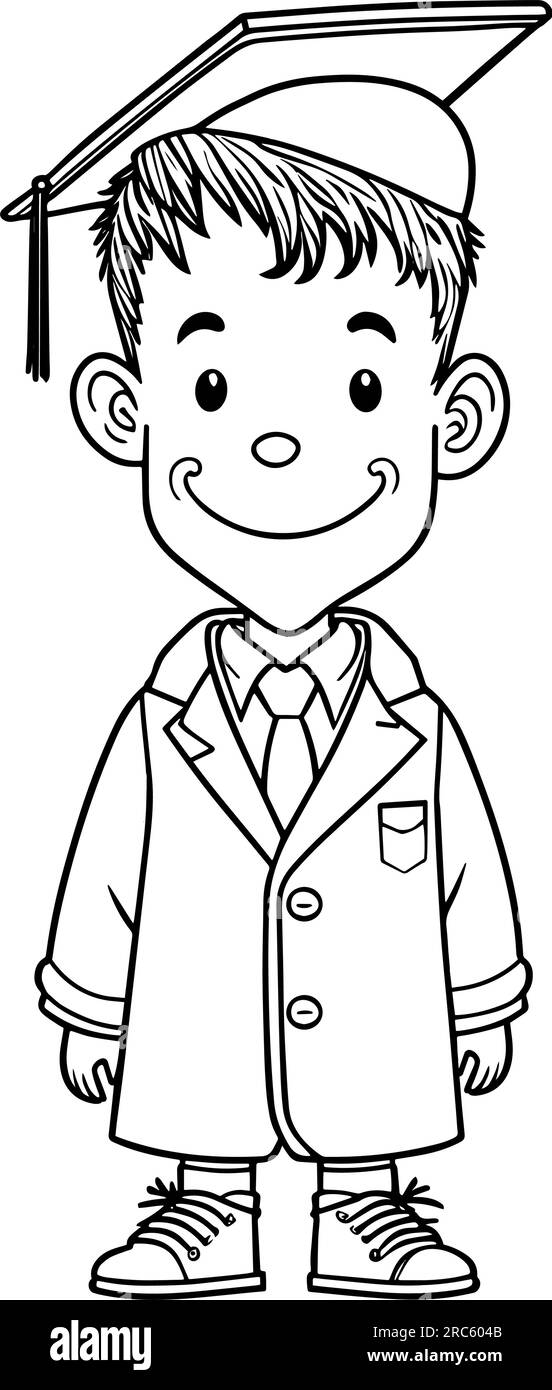 Graduate Boy cartoon coloring page. Vector illustration Stock Vector Image & Art - Alamy