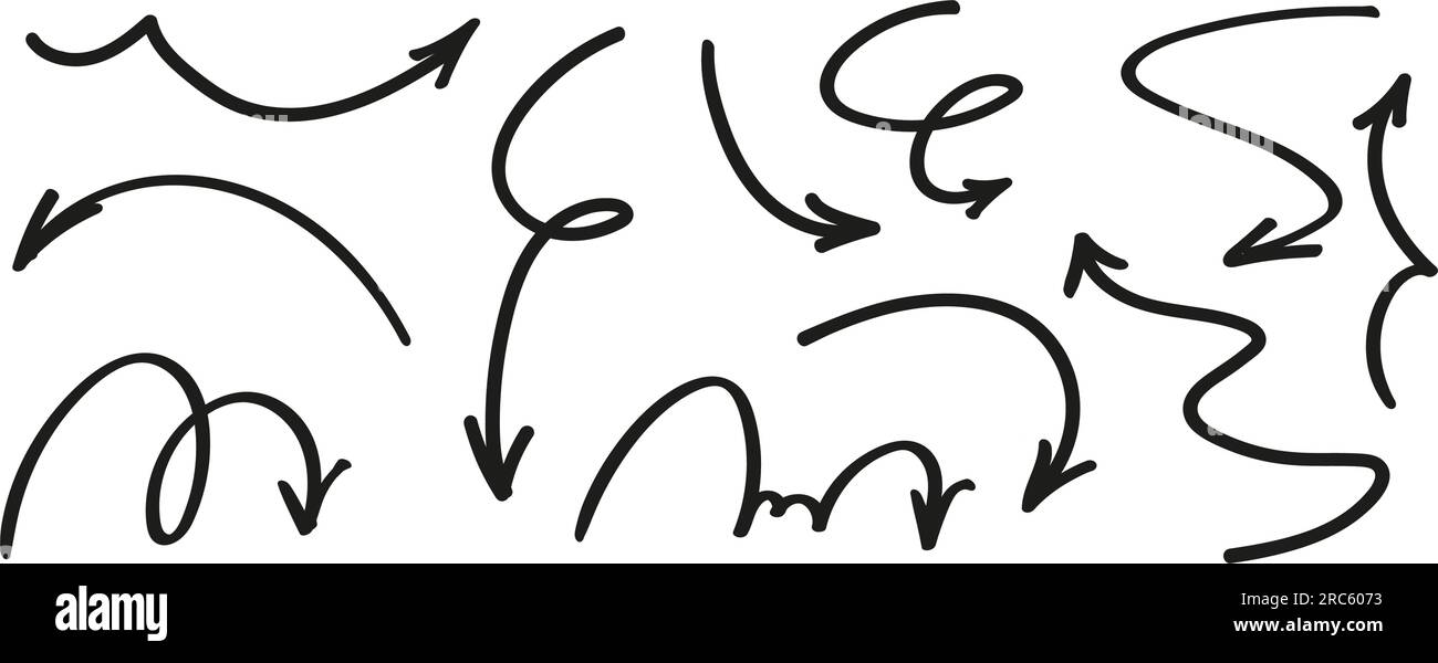 Doodle emphasis arrow icon. Design quirky twist zigzag line, spring ...