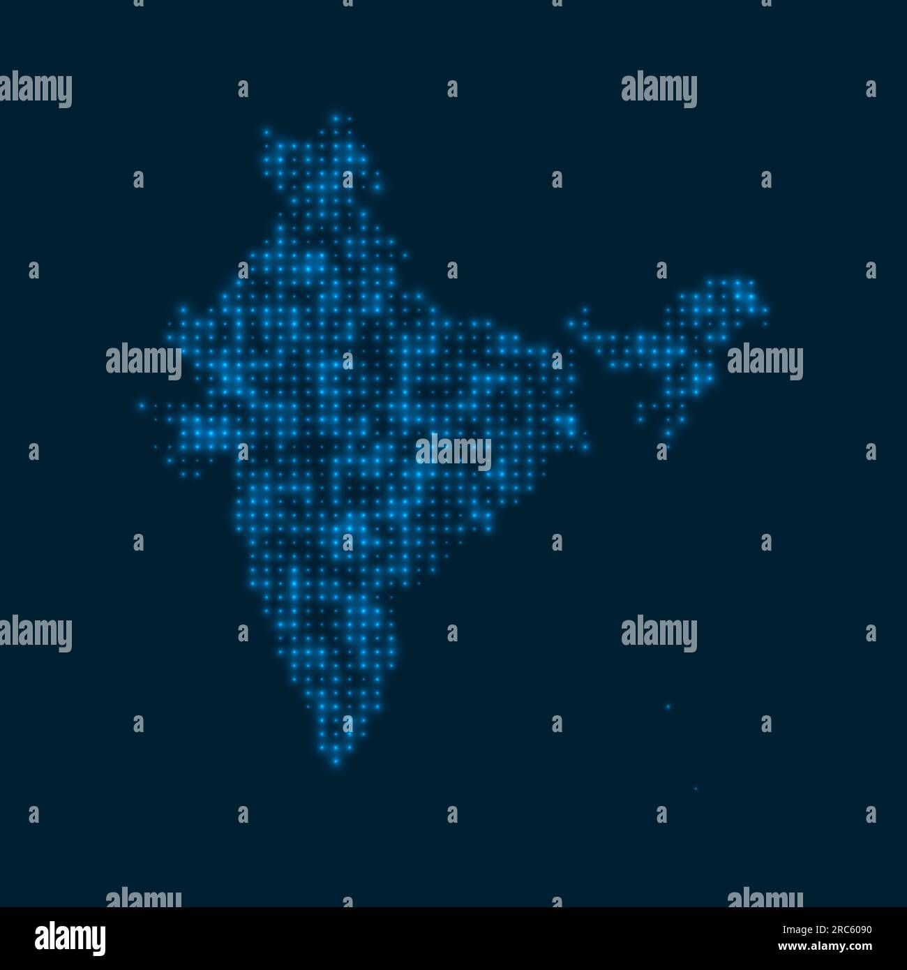 India dotted glowing map. Shape of the country with blue bright bulbs ...