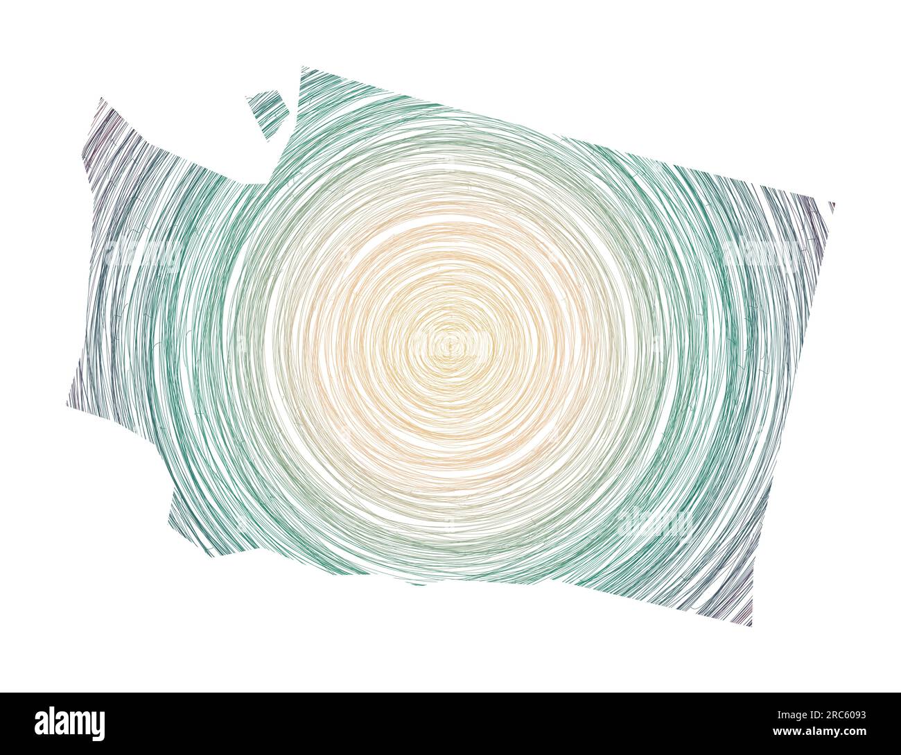 Washington map filled with concentric circles. Sketch style circles in ...