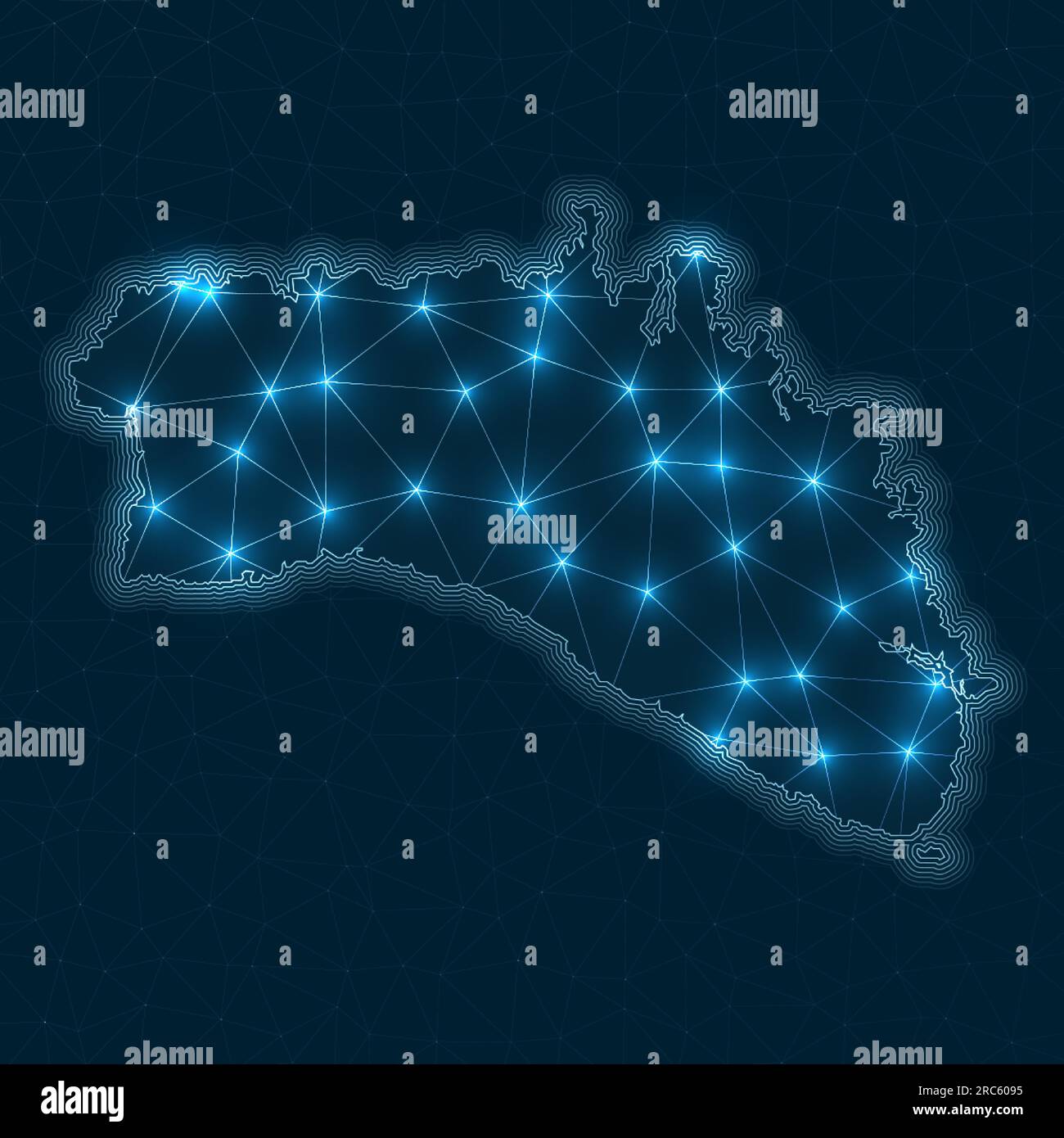Minorca network map. Abstract geometric map of the island. Digital ...
