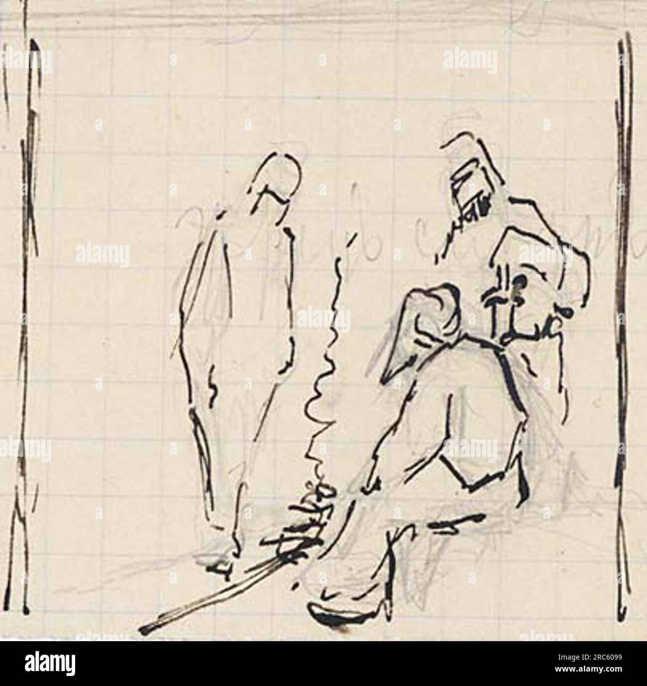 Cursory sketch of three figures by bonfire 1889 by Nicholas Roerich ...