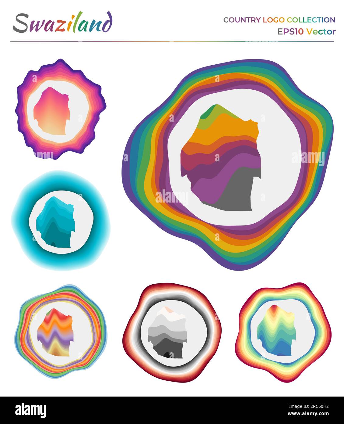 Swaziland logo collection. Colorful badge of the country. Layers around ...