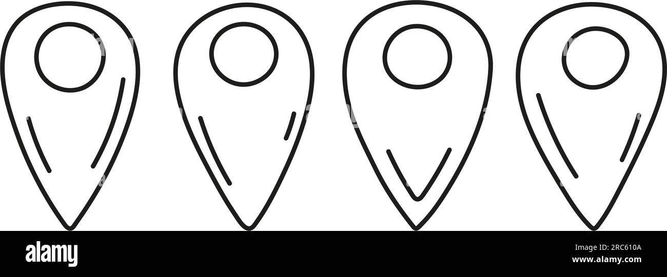 Doodle pin location icon. Hand drawn map pointer marker. Navigation ...