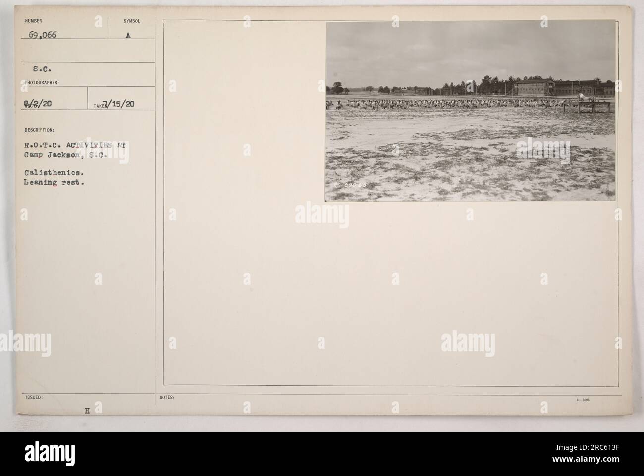R.O.T.C. cadets participating in calisthenics at Camp Jackson, S.C ...