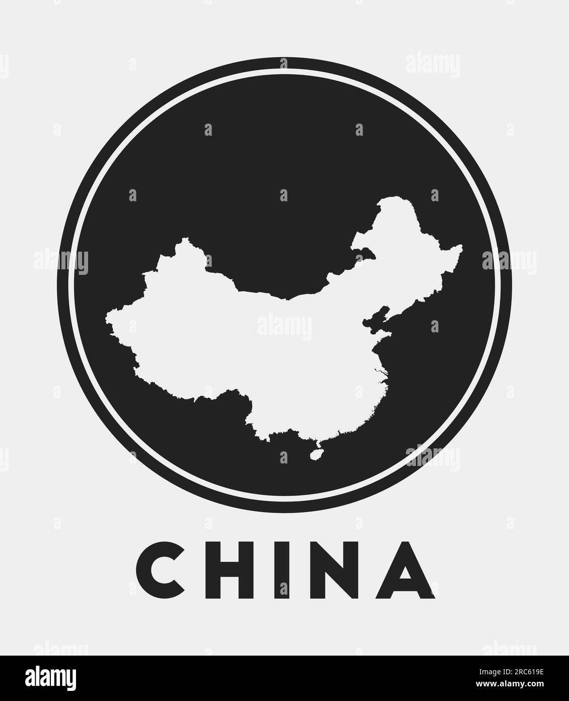 China icon. Round logo with country map and title. Stylish China badge ...