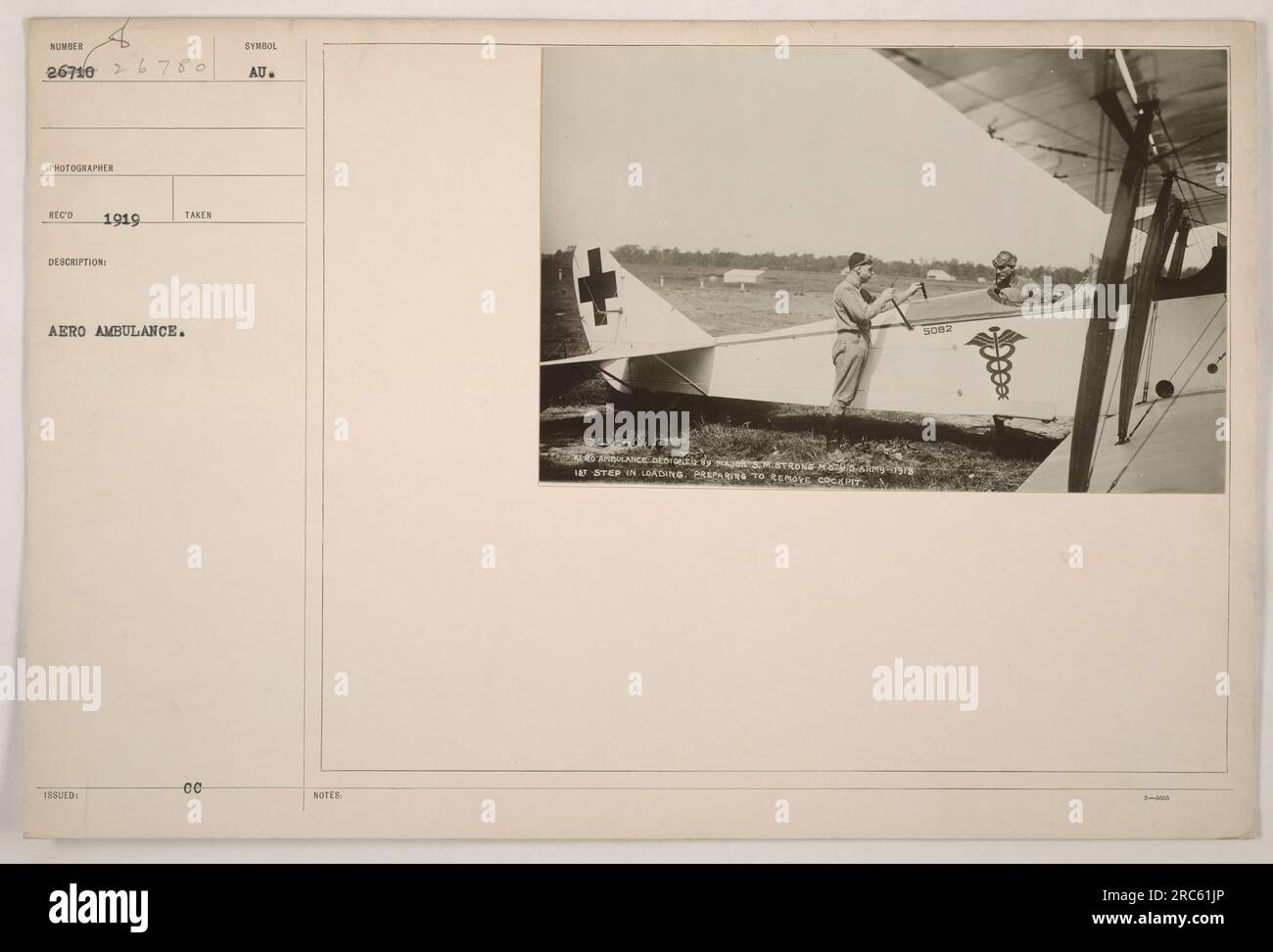 An aerial view of a military ambulance during World War One. The photo ...
