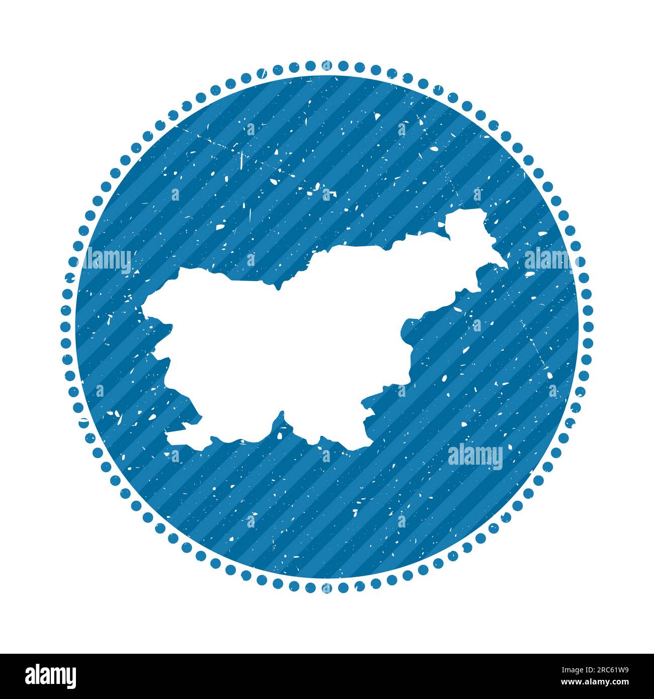 Slovenia striped retro travel sticker. Badge with map of country ...