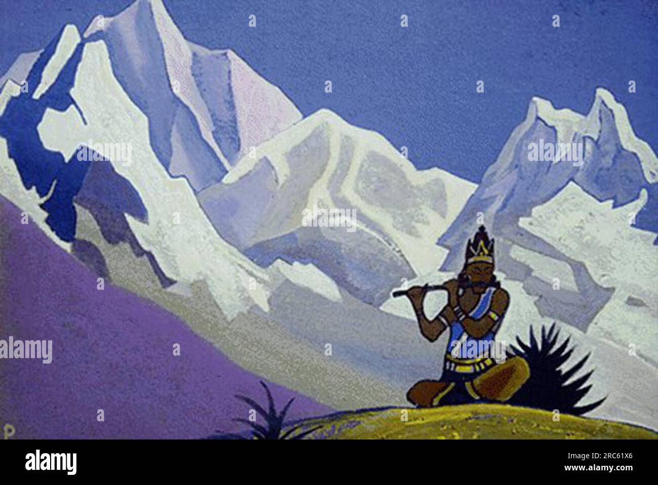 Krishna. Magic flute. 1938 by Nicholas Roerich Stock Photo - Alamy