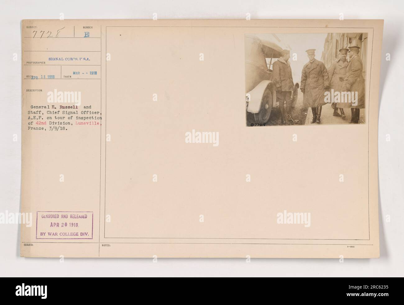 "General E. Russell and his staff, Chief Signal Officer of the A.E.F ...