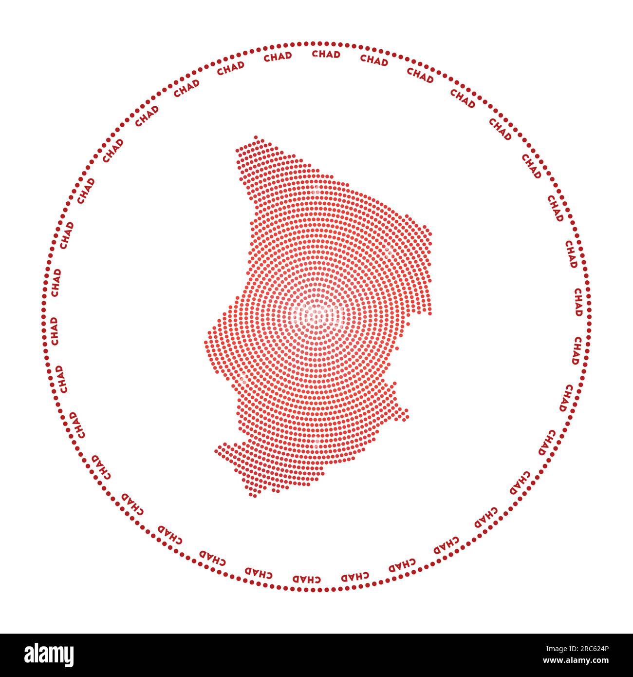 Chad round logo. Digital style shape of Chad in dotted circle with ...