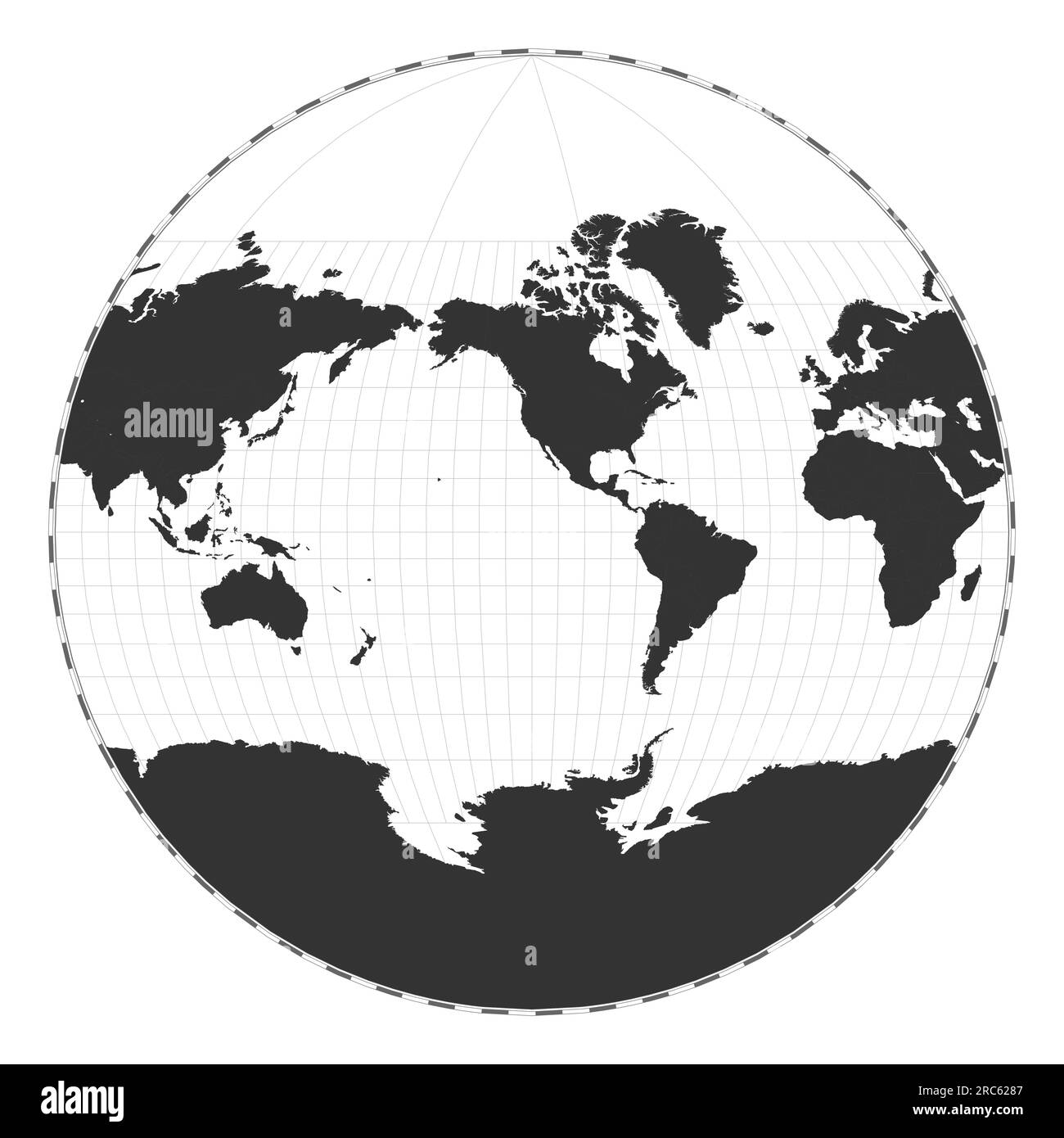 Vector world map. Van der Grinten III projection. Plain world ...