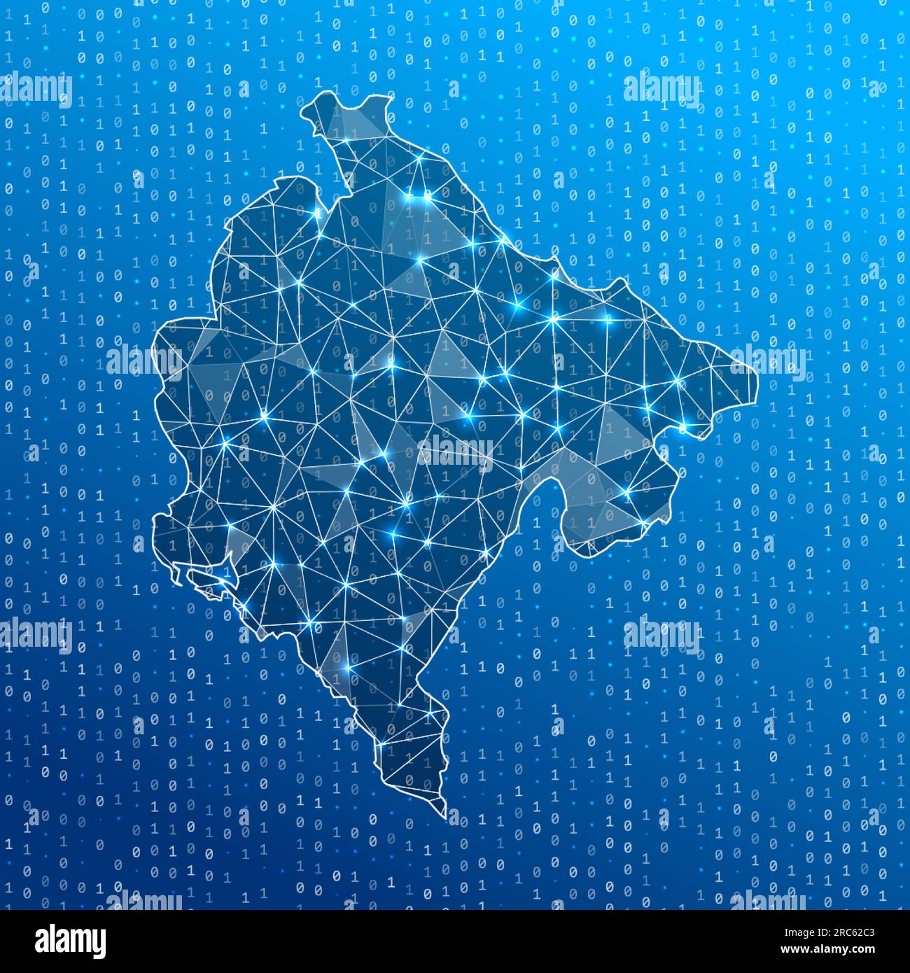 Network map of Montenegro. Country digital connections map. Technology, internet, network ...
