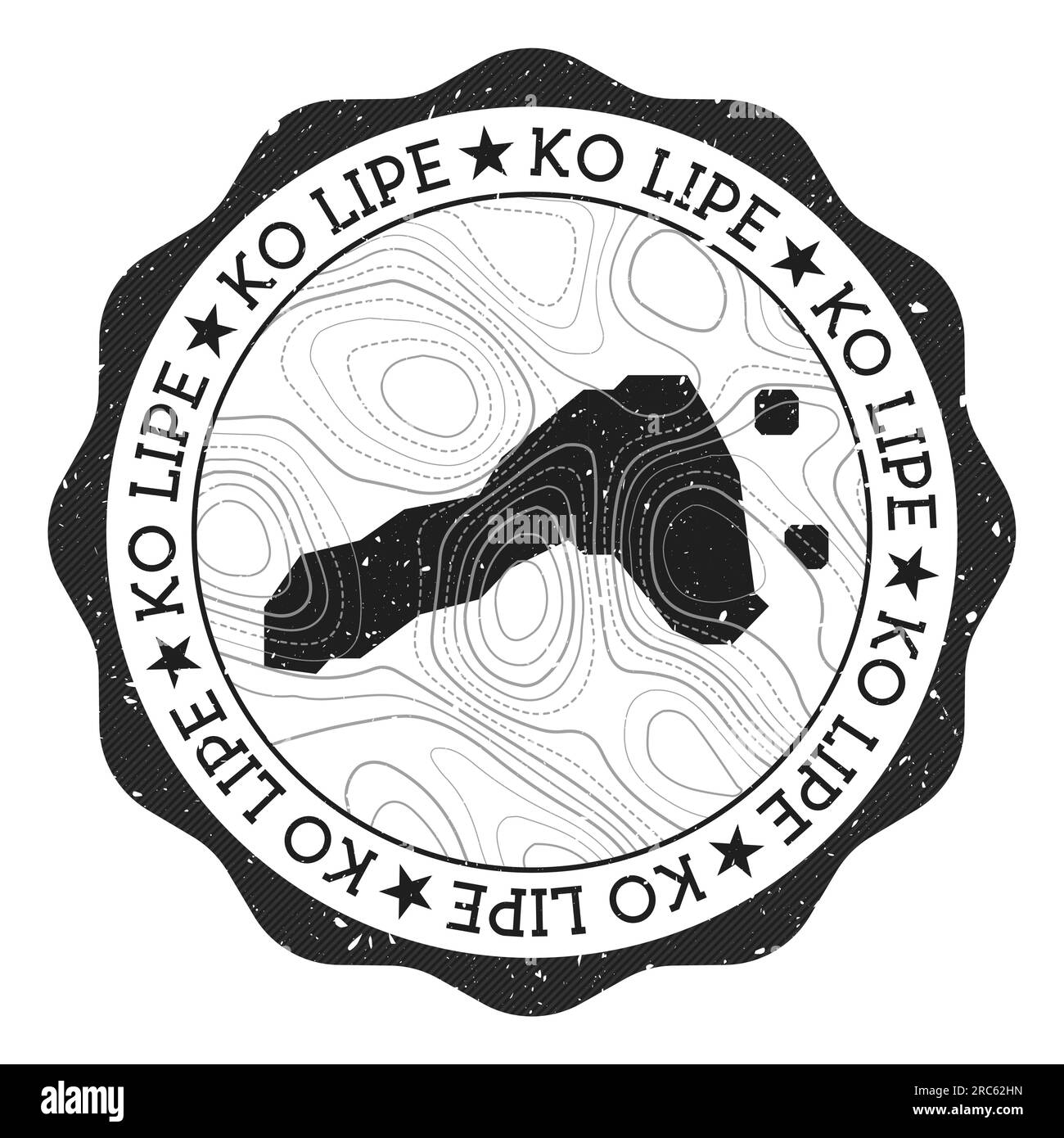 Ko Lipe outdoor stamp. Round sticker with map of island with ...