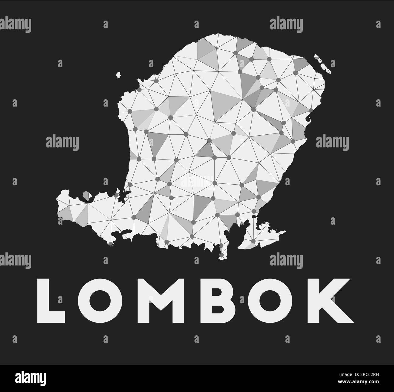 Lombok - communication network map of island. Lombok trendy geometric ...
