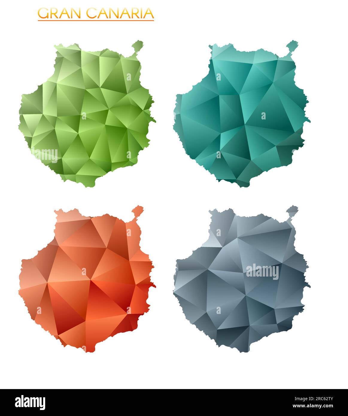 Set of vector polygonal maps of Gran Canaria. Bright gradient map of ...
