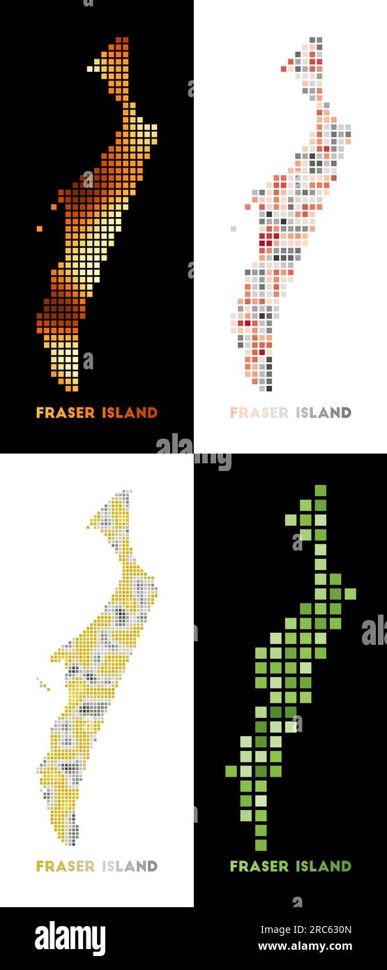 Fraser Island map. Collection of maps of Fraser Island in dotted style ...