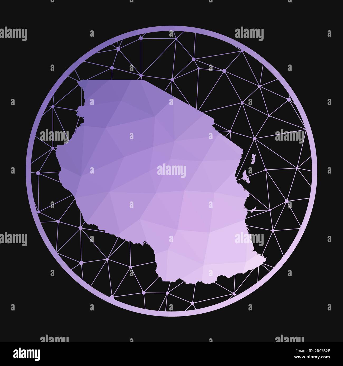 Tanzania icon. Vector polygonal map of the country. Tanzania icon in ...