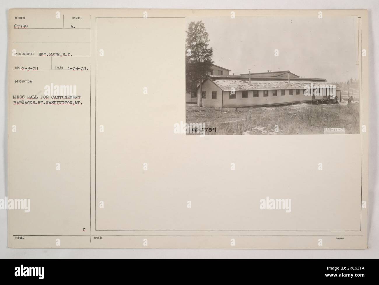 Mess hall for cantonment barracks at Ft. Washington, Maryland. This ...