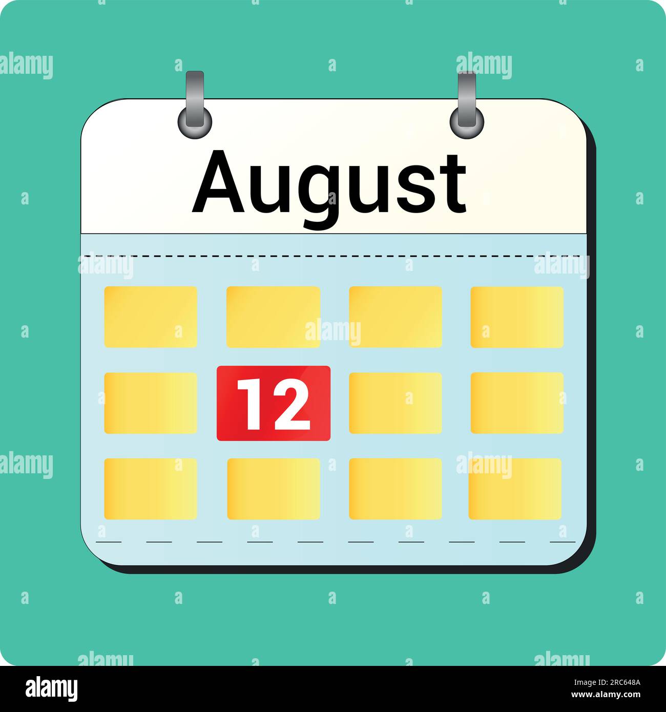 calendar vector drawing, date August 12 on the page Stock Vector Image ...