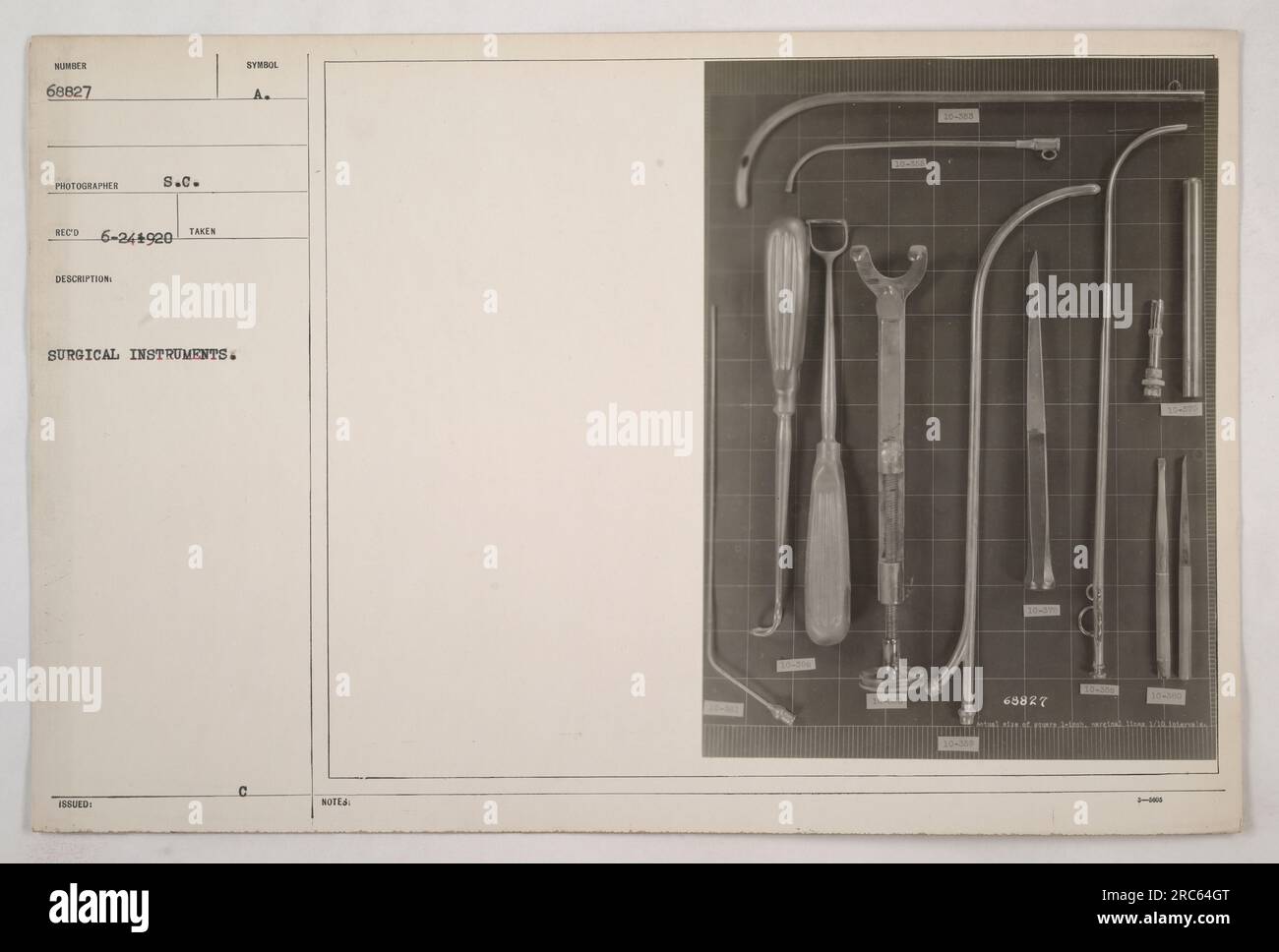 Close-up photo of surgical instruments used during World War One. These ...