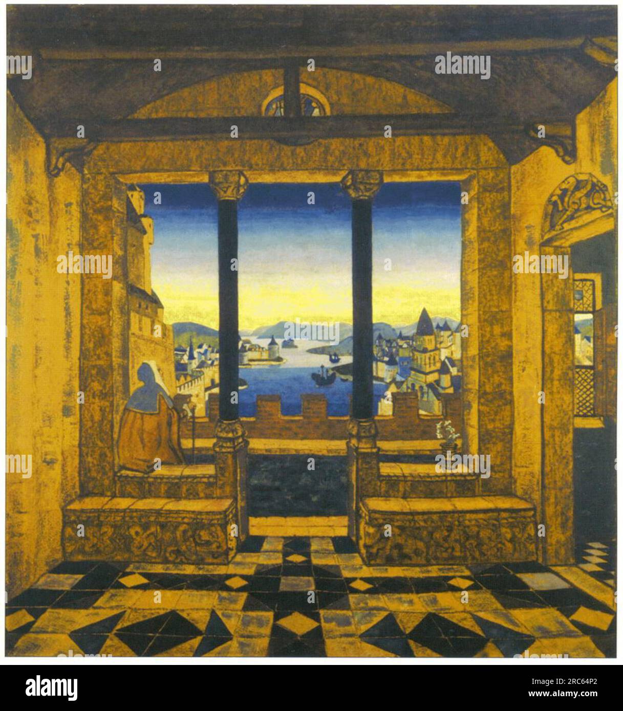 Yard in front of castle 1913 by Nicholas Roerich Stock Photo - Alamy