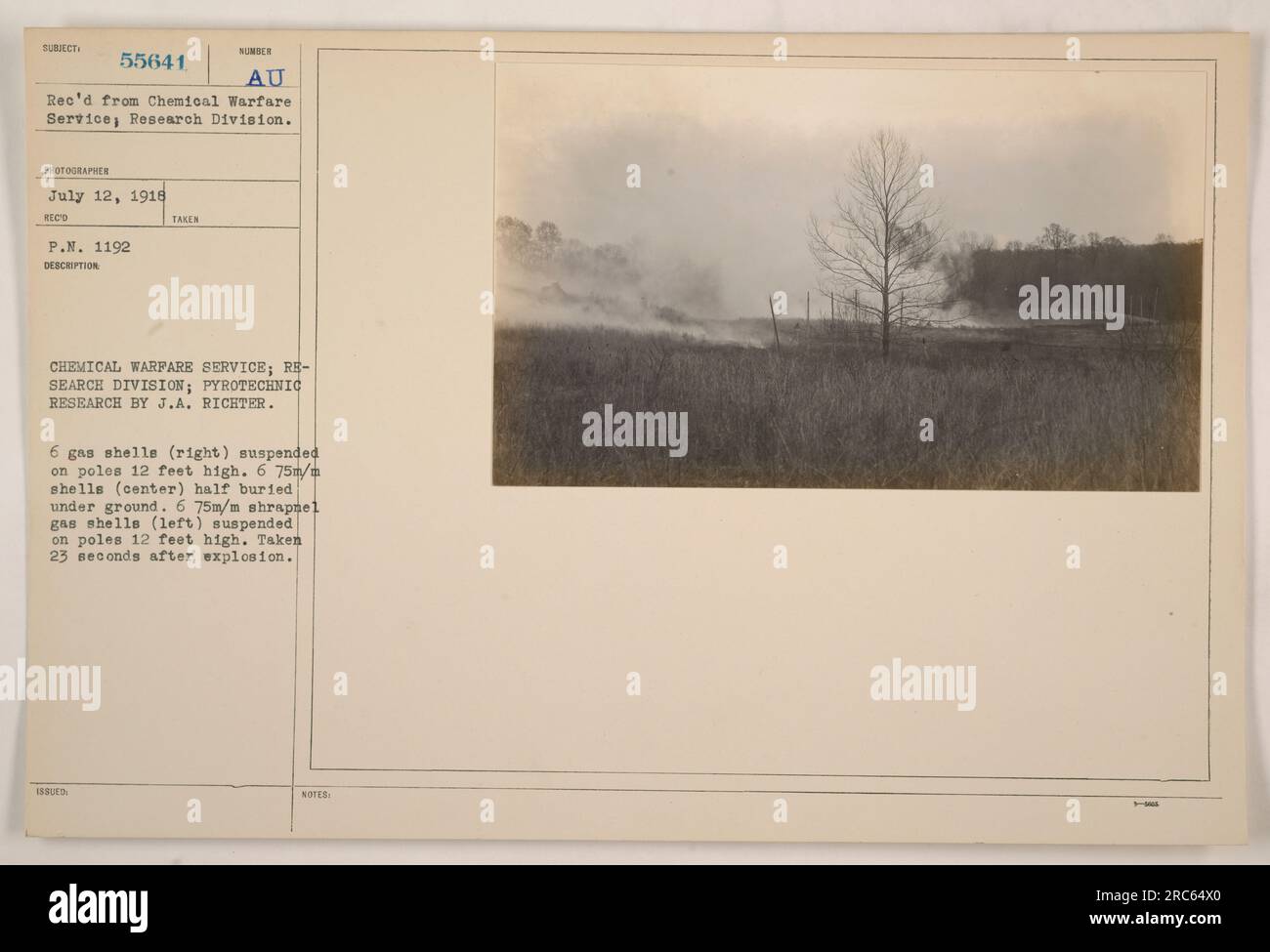 Image shows a research experiment conducted by J.A. Richter in July ...