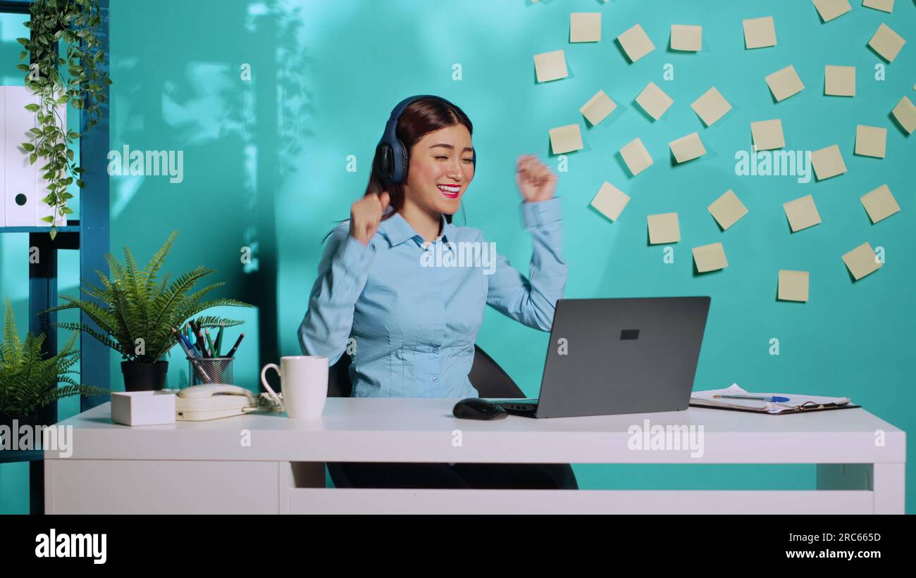 Joyful office worker dancing having hi-res stock photography and images ...
