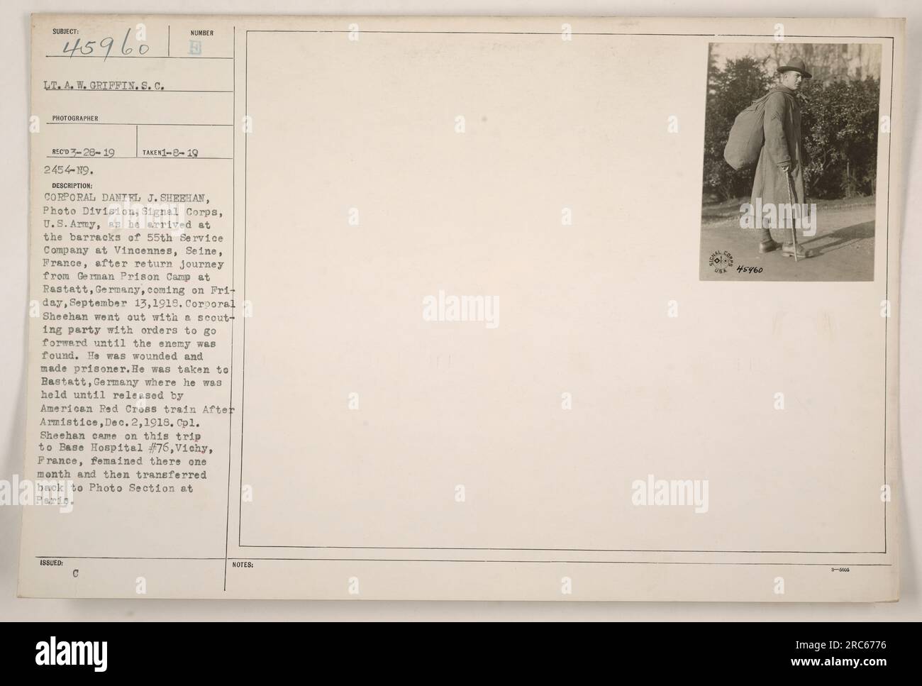 Corporal Daniel J. Sheehan of the Photo Division, Signal Corps, U.S ...
