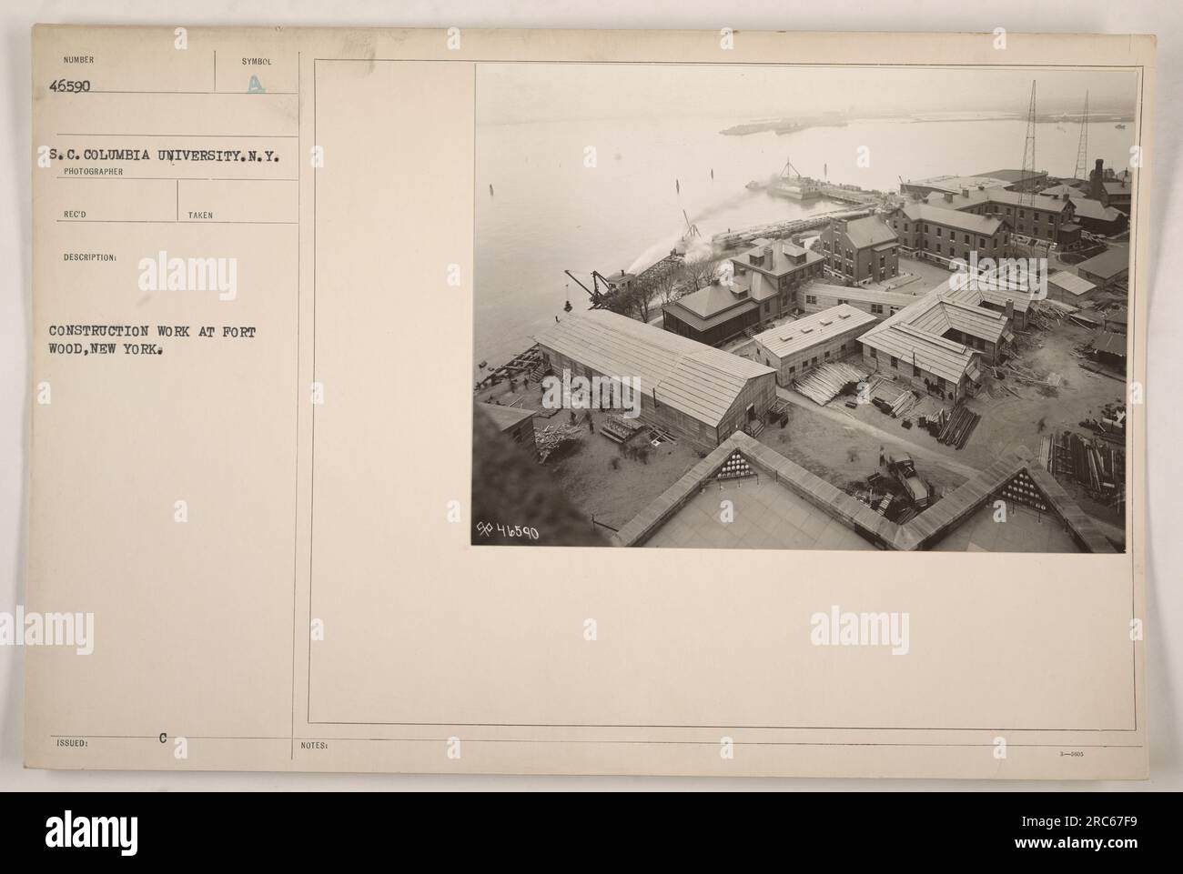 Construction work underway at Fort Wood in New York. The photograph is ...