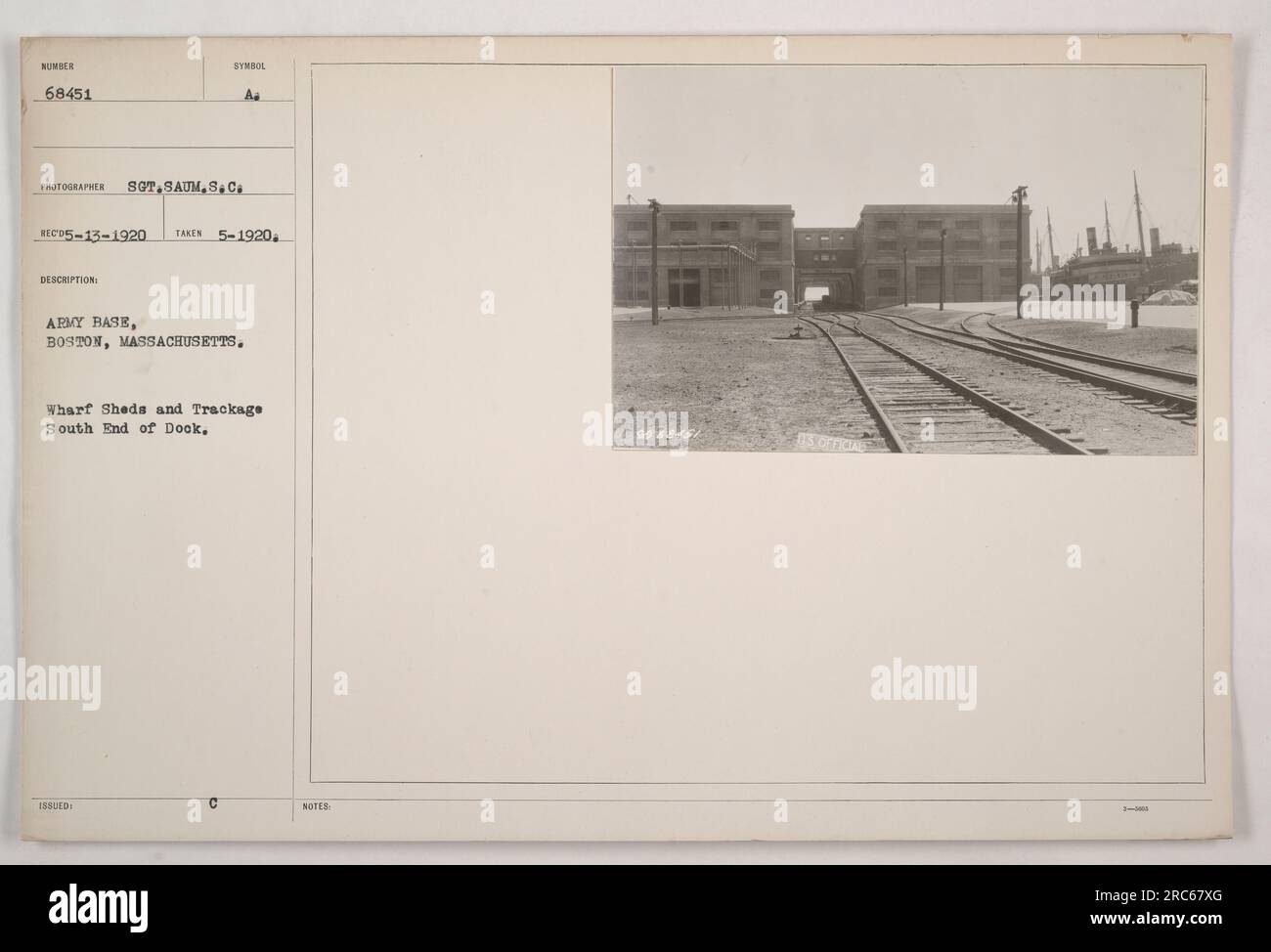 Wharf sheds and trackage at South End of Dock at Army Base in Boston ...
