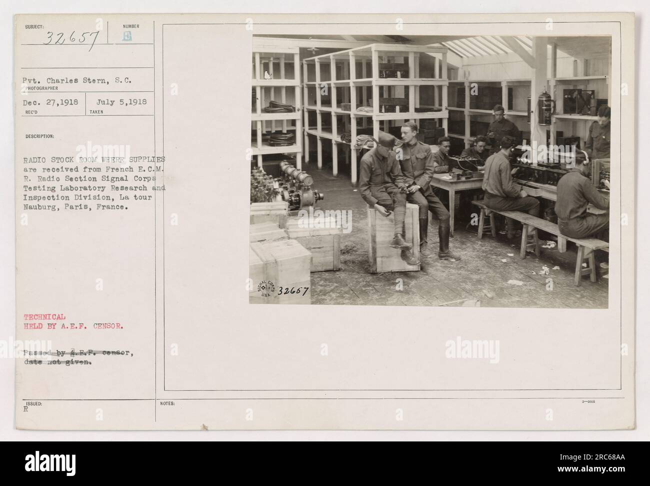 Photograph taken on July 5, 1918, depicts Pvt. Charles Stern in the ...