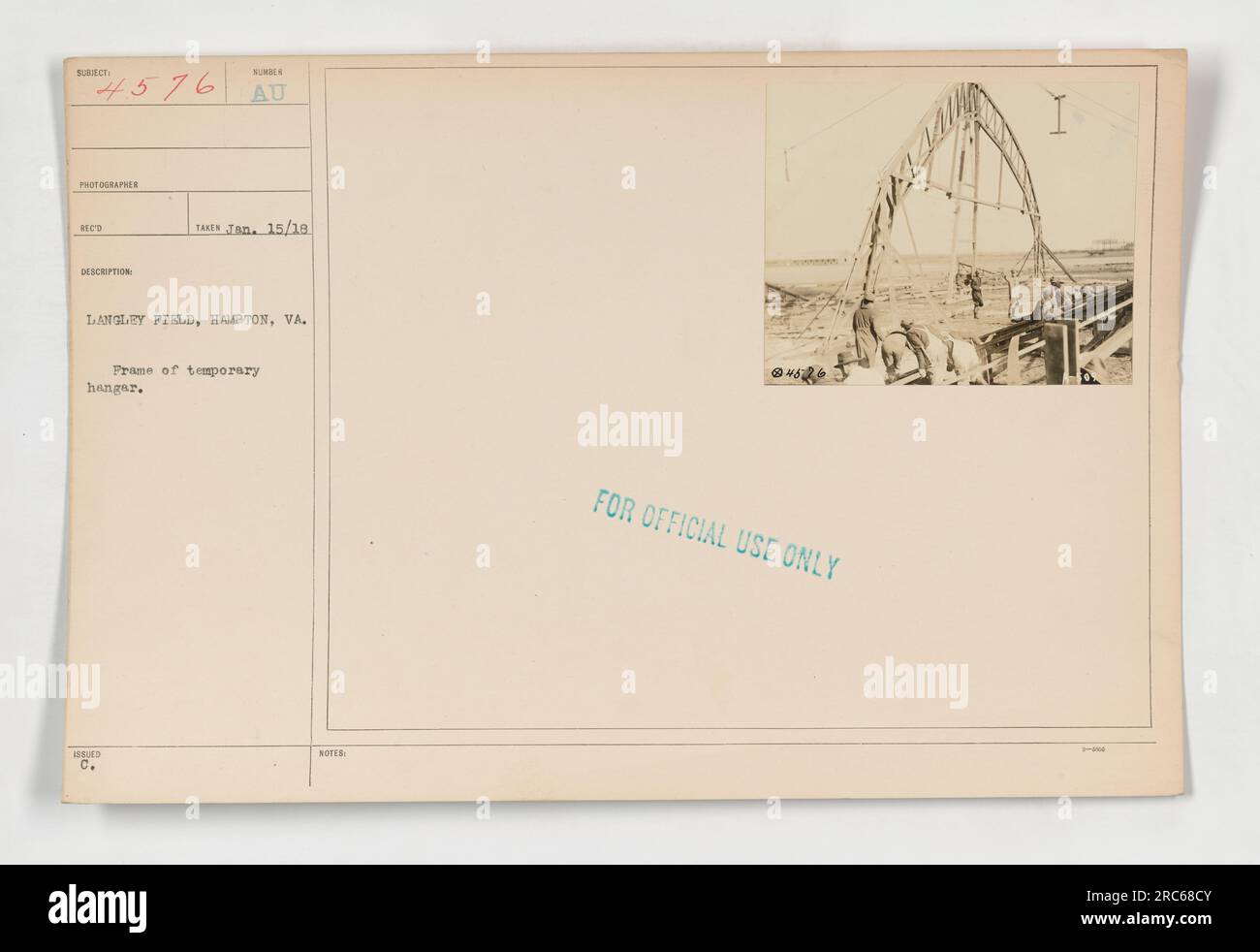 A hangar at Langley Field in Hampton, VA. The photograph was taken on ...