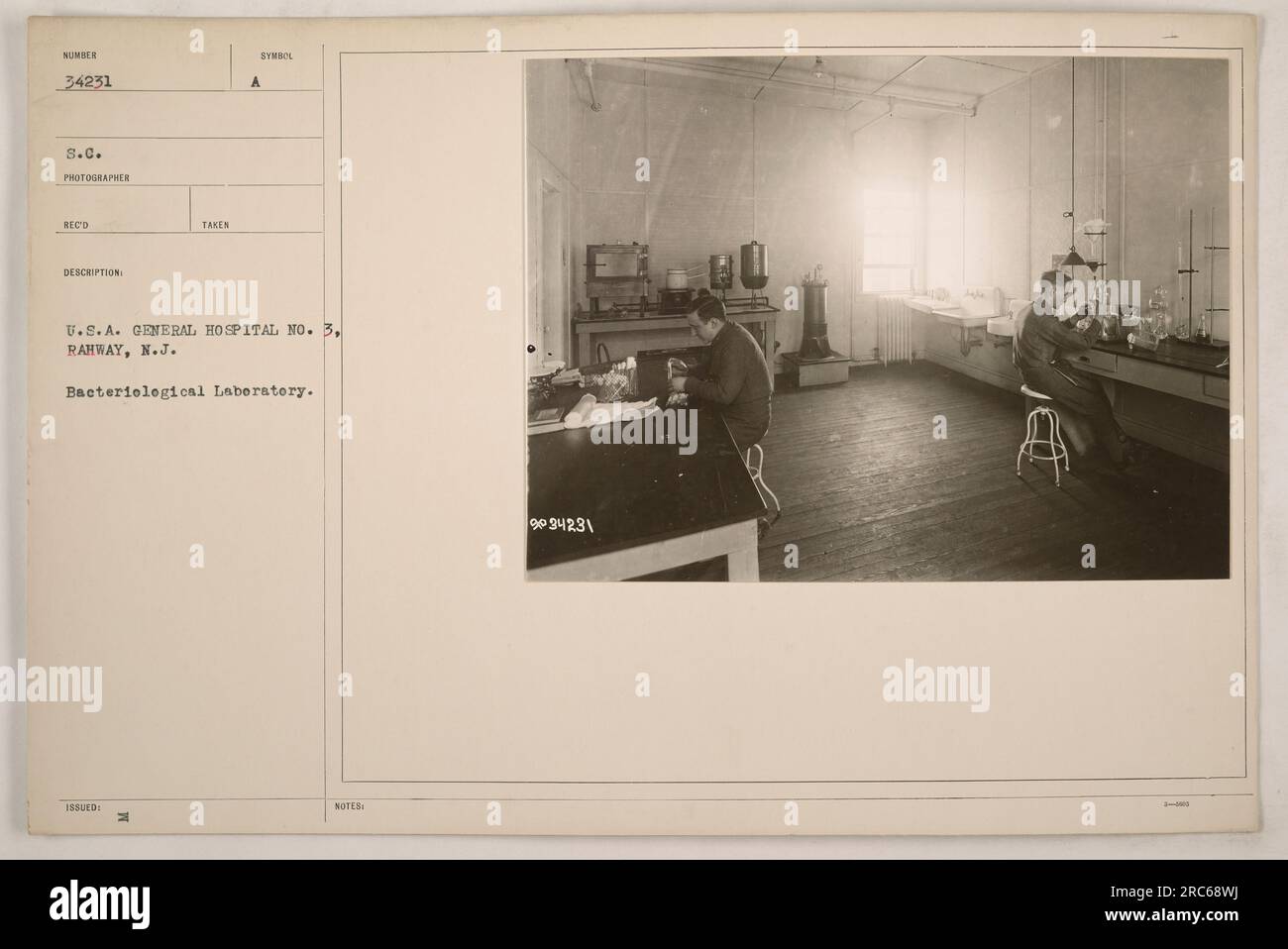 A photograph of a bacteriological laboratory at U.S.A. General Hospital ...