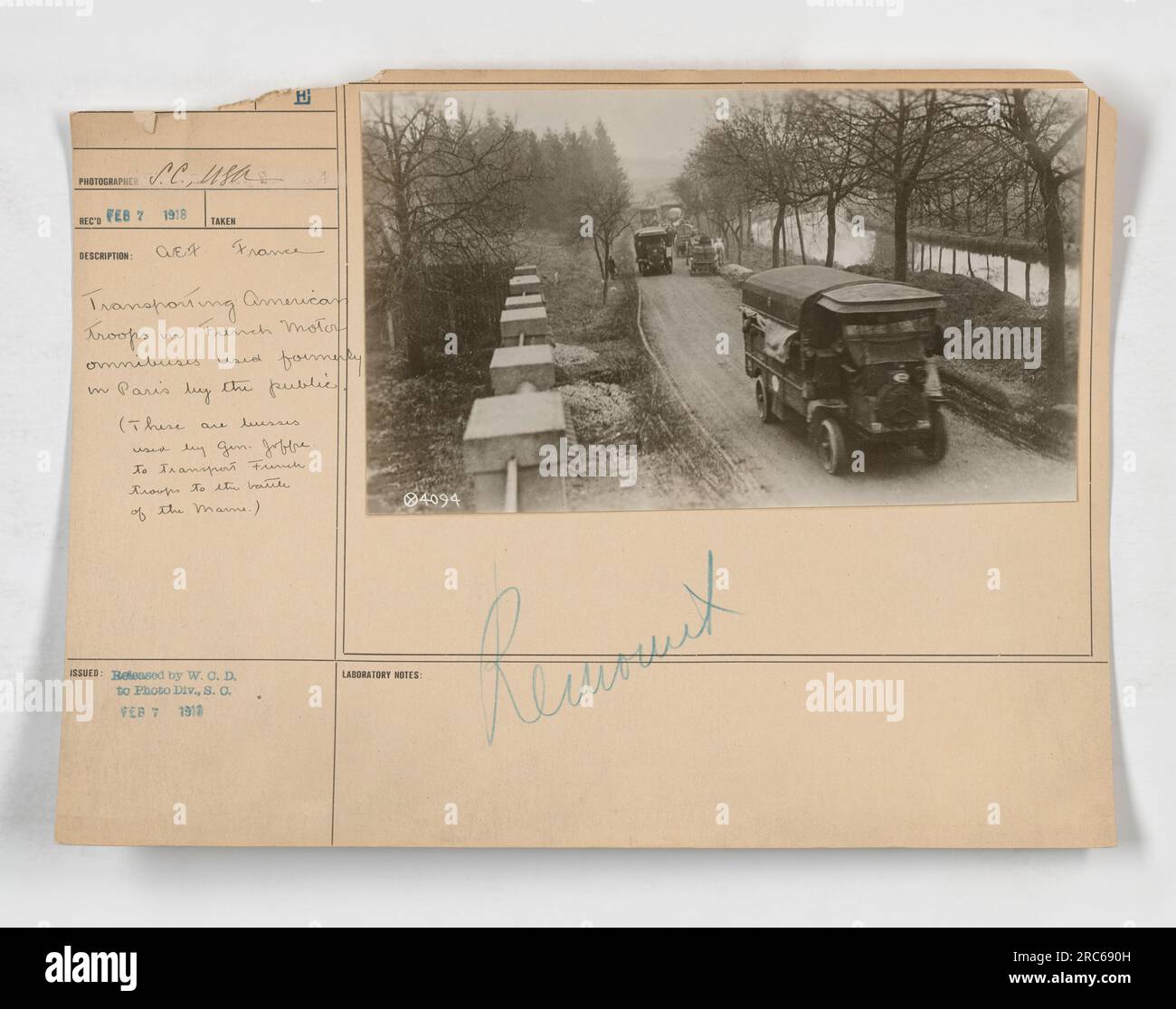 American troops being transported in French motor omnibuses that were ...