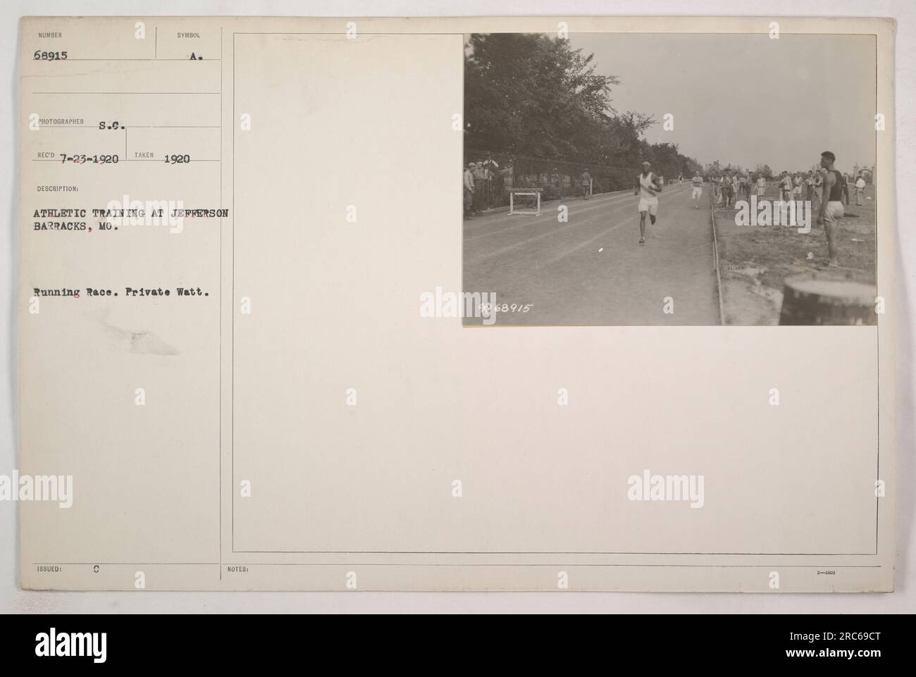 Private Watt participating in a running race during athletic training ...