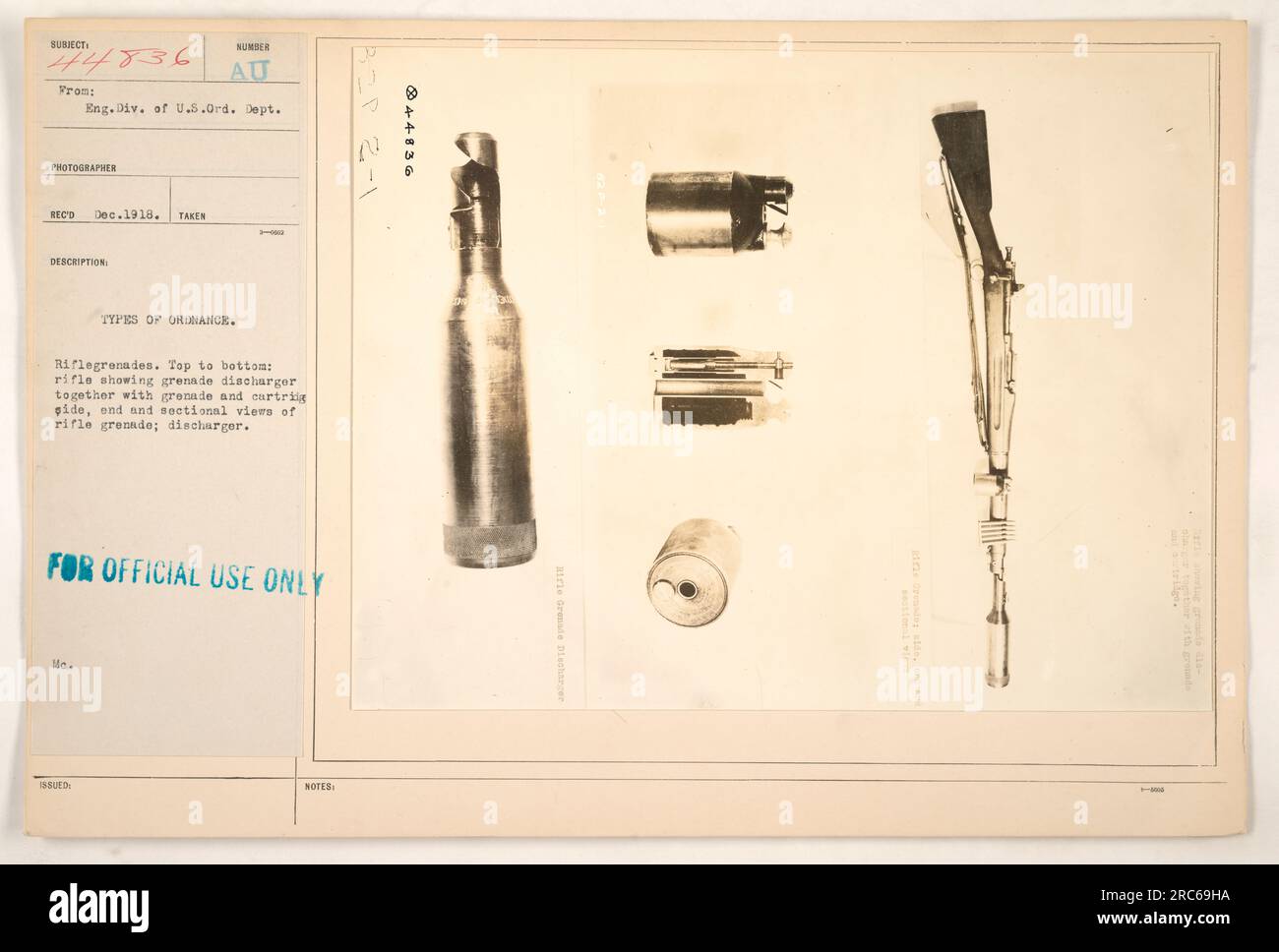 An image showing different types of American rifle grenades used during ...