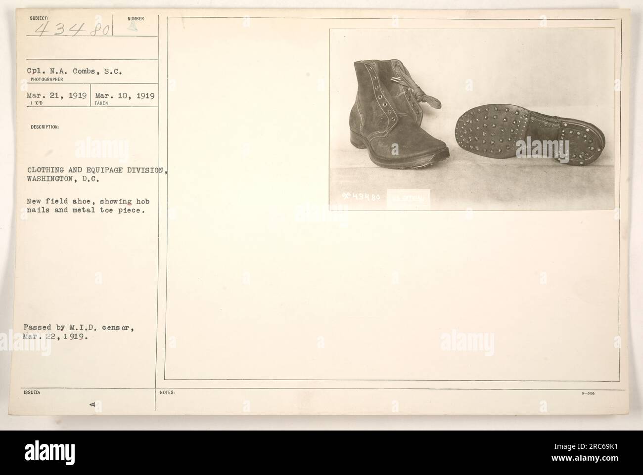 Cpl. N.A. Combs of the Clothing and Equipment Division in Washington, D ...