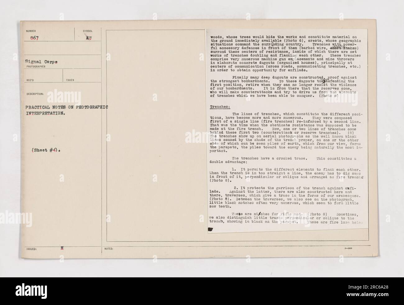 American soldiers taking cover in trenches during World War One. The ...