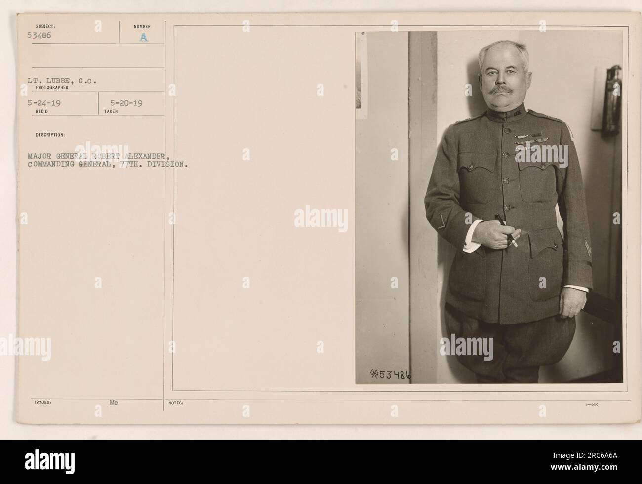 Major General Robert Alexander, Commanding General of the 77th Division ...